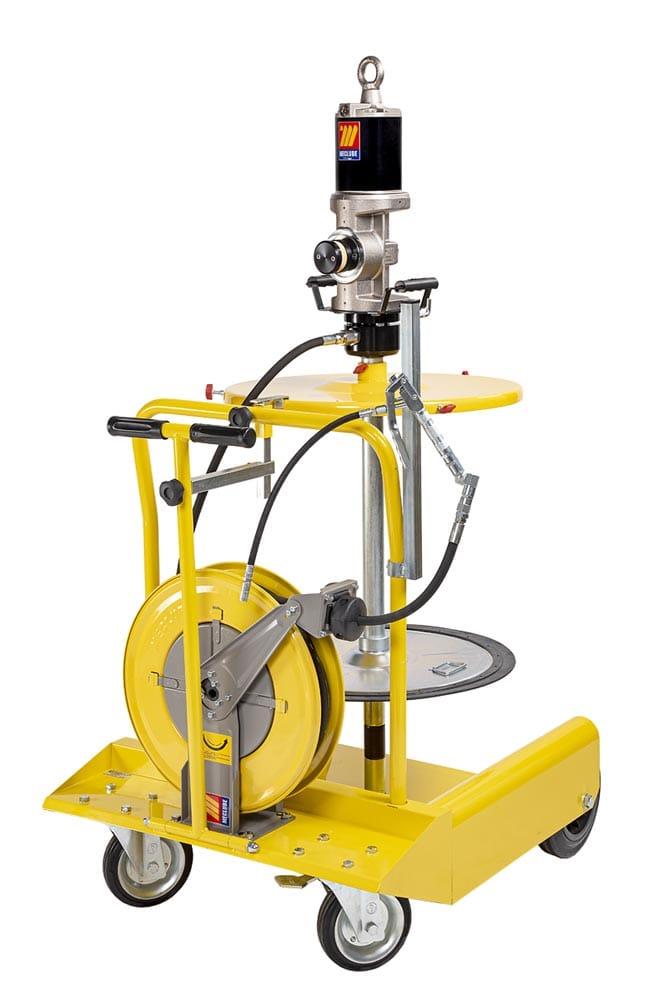Pompa industriale grasso fusti da 180-220kg | Carrello e avvolgitubo