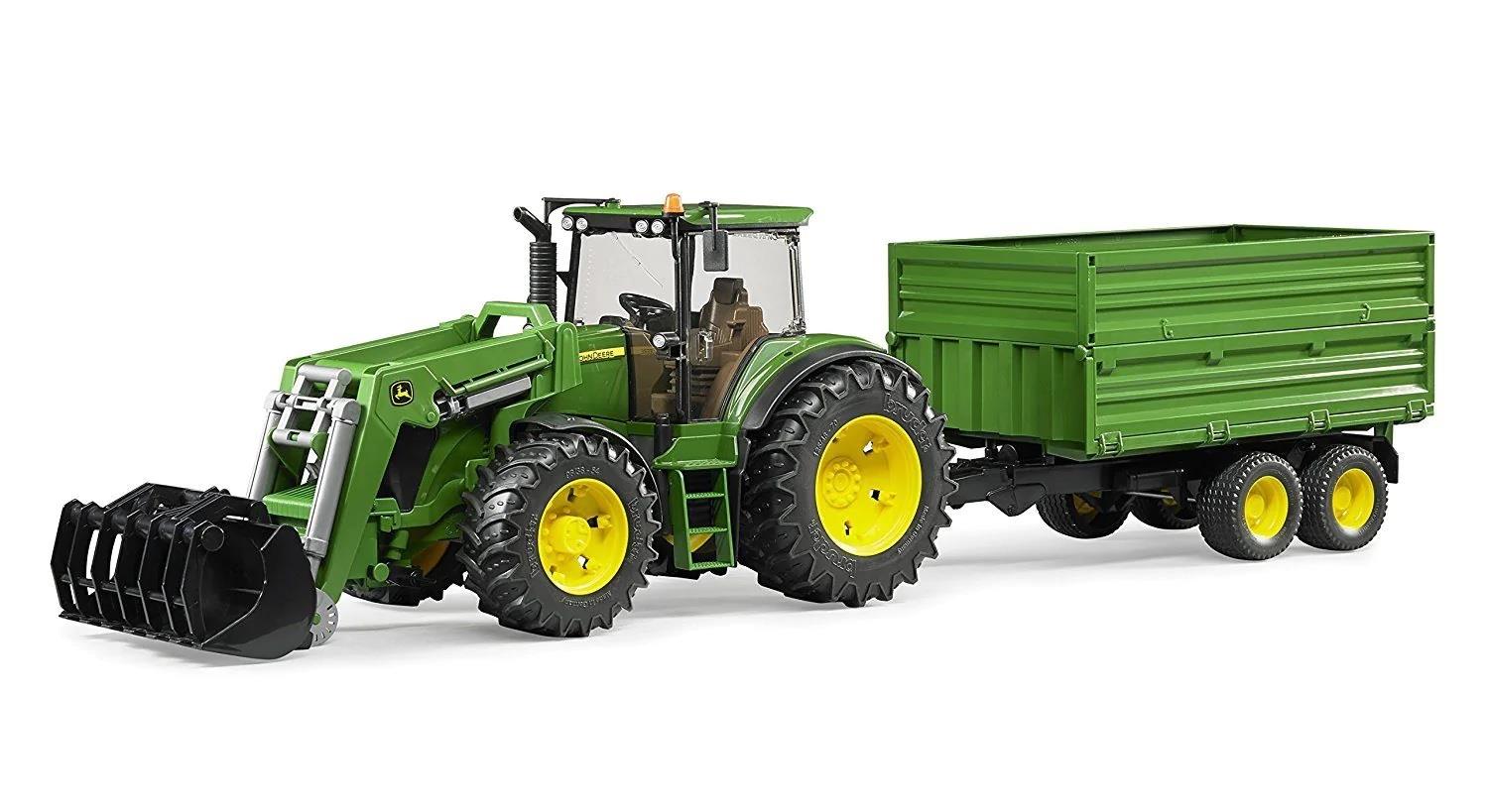 Modellino trattore John Deere 7930 con benna e rimorchio | AMA